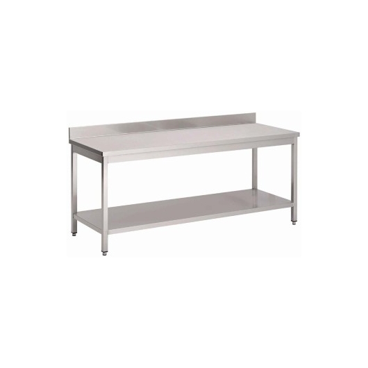 Table inox étagère basse P. 600 mm L. 1200 mm dosseret - L2G